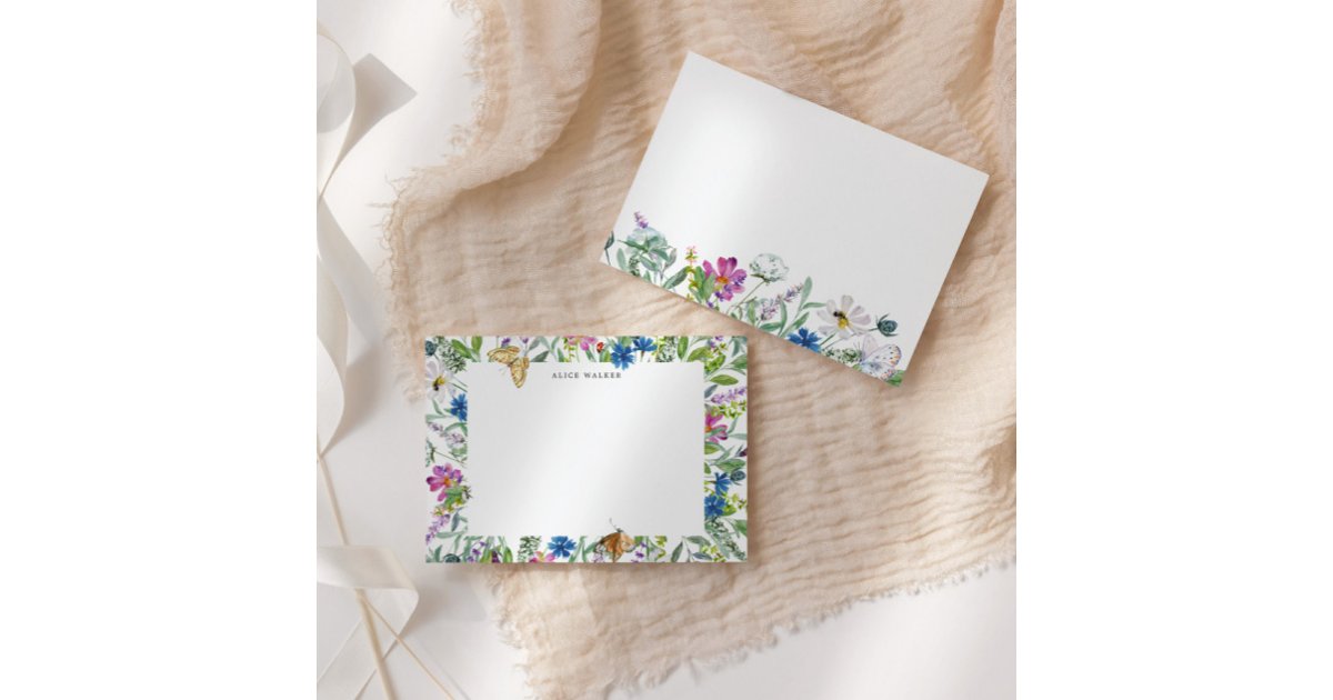 Wildflower Meadow Floral Stationery Note Card | Zazzle