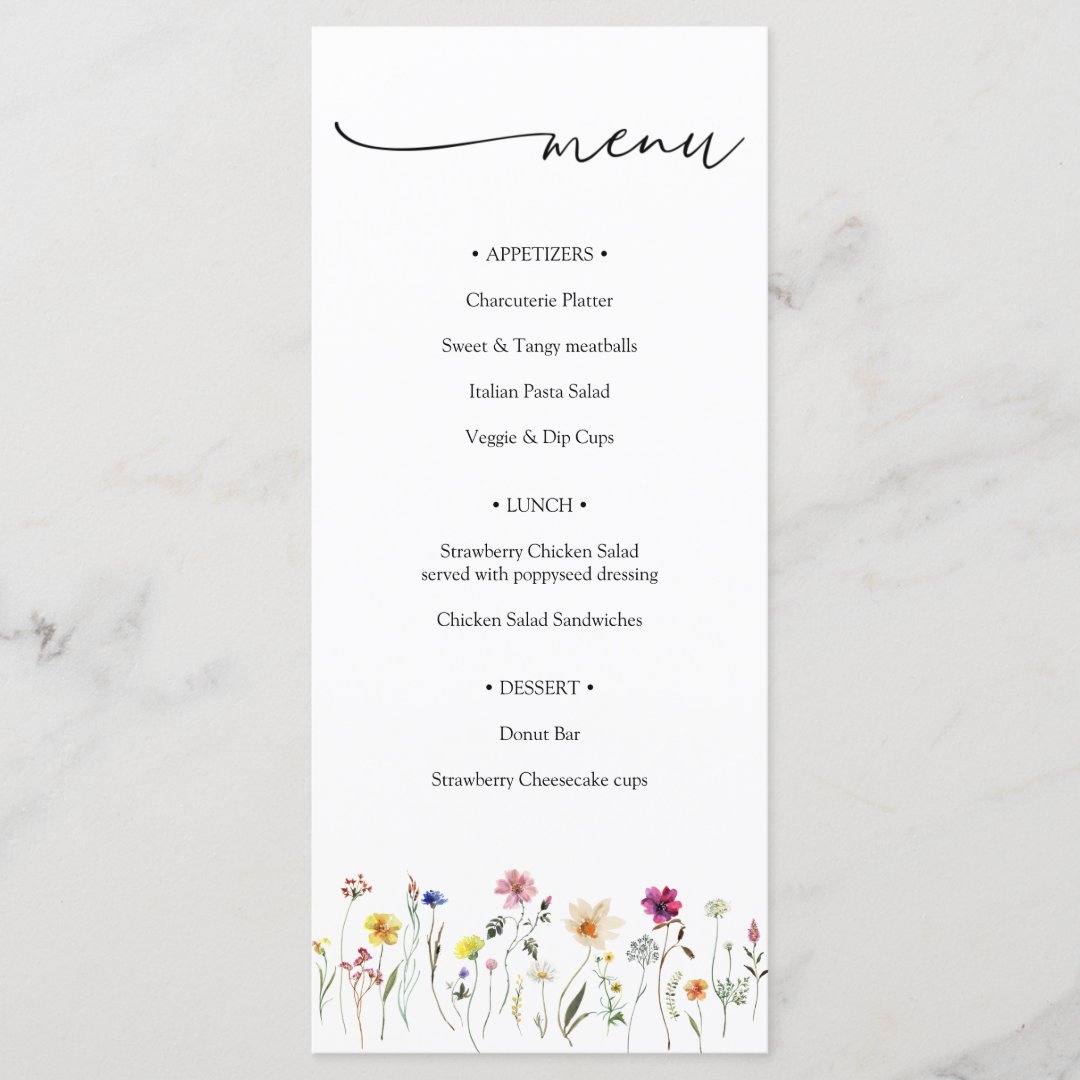 Wildflower Meadow Menu | Zazzle