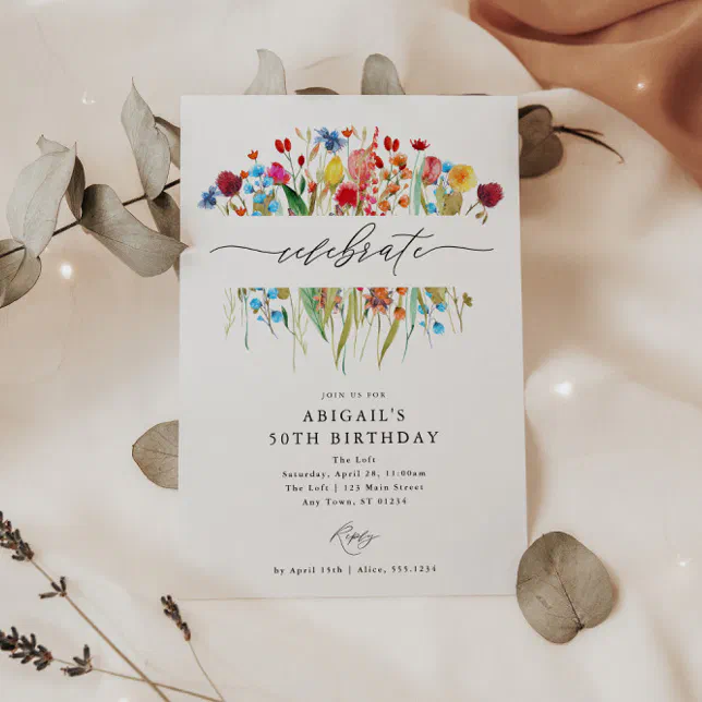 Wildflower Meadow Split Frame Celebrate Invitation | Zazzle