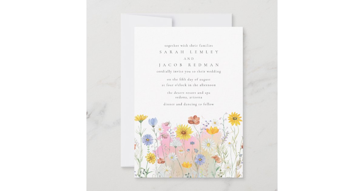 Wildflower Meadow Spring Summer Wedding Invitation | Zazzle