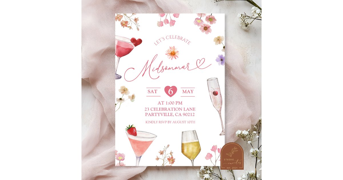 Wildflower Meadow Summer Sweden Midsommar Party Invitation | Zazzle