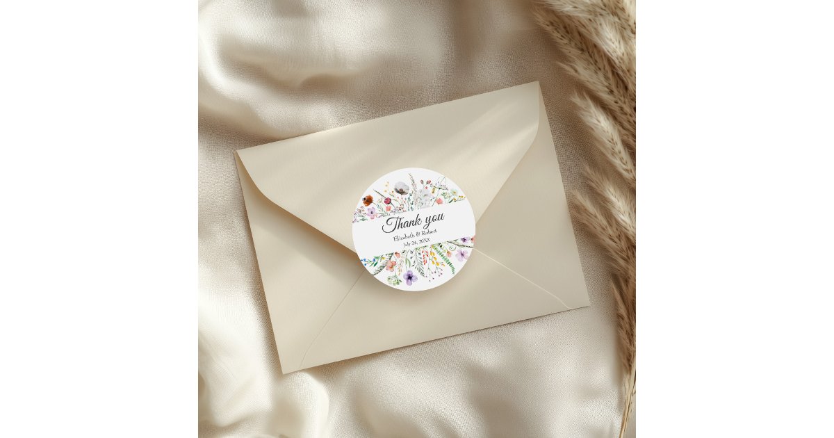 Wildflower Meadow Thank You Sticker | Zazzle