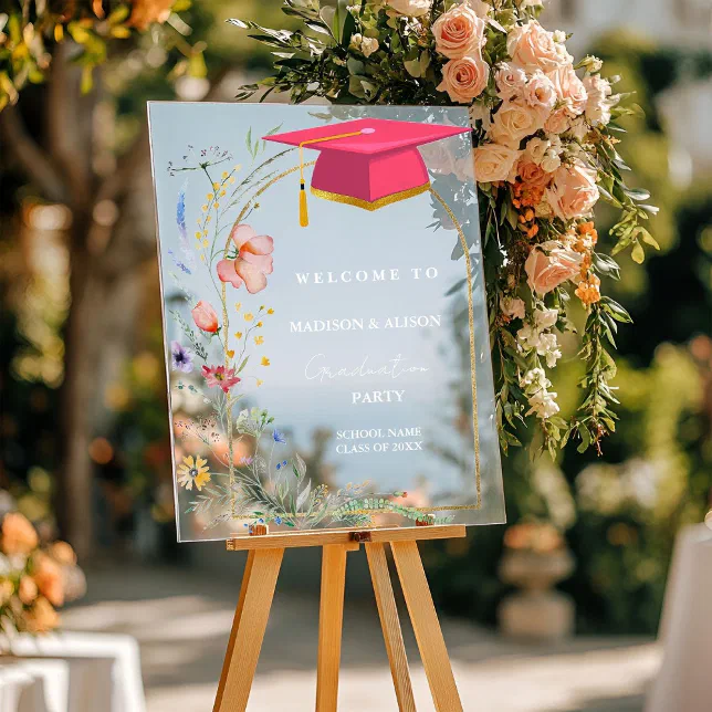 Wildflower Meadow Twin Graduation Welcome Sign | Zazzle