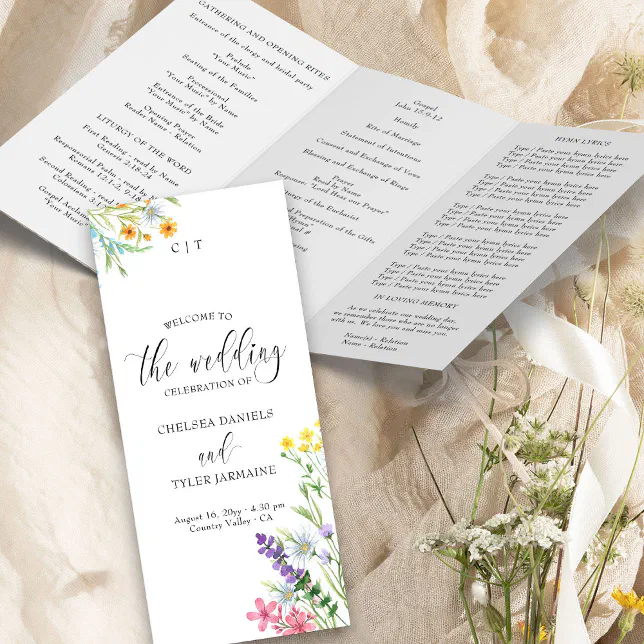 Wildflower Meadow Wedding Ceremony Program | Zazzle