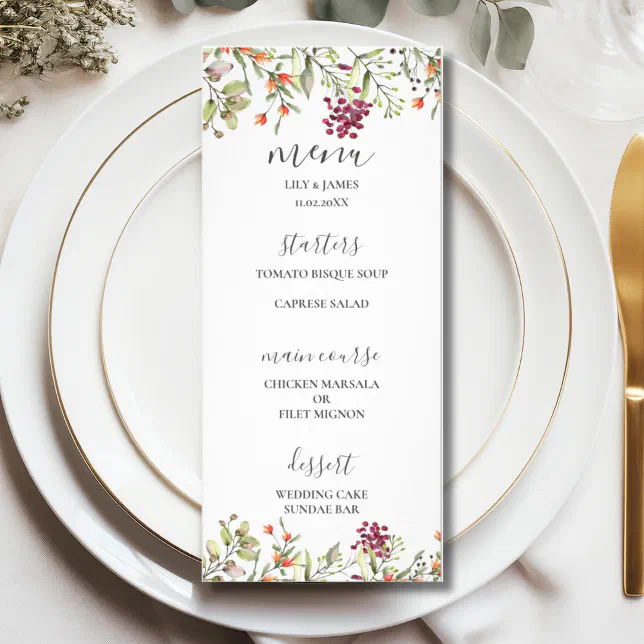 Wildflower Meadow Wedding Menu | Zazzle