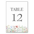 Wildflower Meadow Wedding Table Number Card | Zazzle