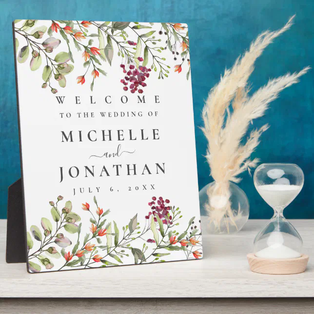 Wildflower Meadow Wedding Welcome Sign Plaque | Zazzle