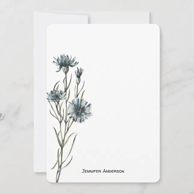 Wildflower Modern Botanical Greenery Personalized Note Card | Zazzle