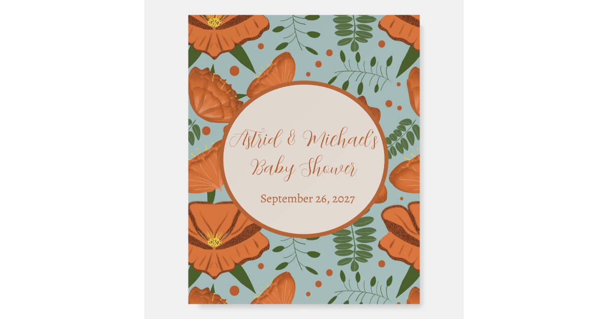 Wildflower Orange Poppy Baby Shower Foam Board | Zazzle
