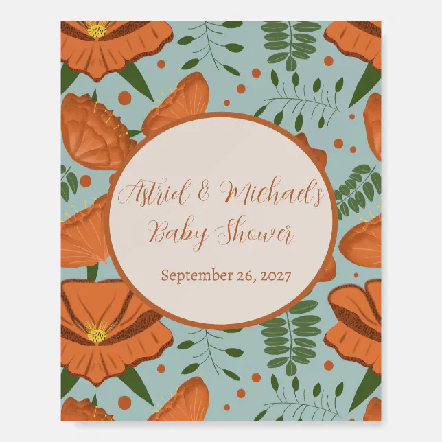 Wildflower Orange Poppy Baby Shower Foam Board | Zazzle