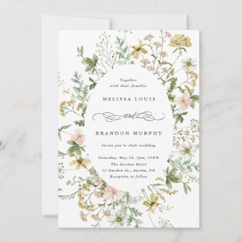 Wildflower Oval Frame Wedding Invitation | Zazzle