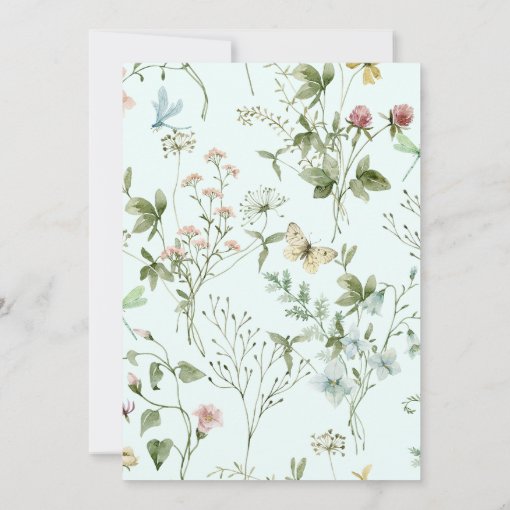 Wildflower Oval Frame Wedding Mint Invitation | Zazzle