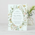 Wildflower Oval Frame Wedding Mint Invitation | Zazzle