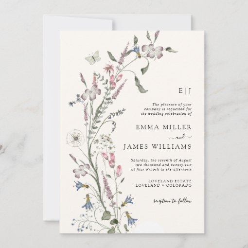Wildflower Pastel Wedding Invitation | Zazzle