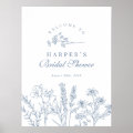 Wildflower Periwinkle Bridal Shower Welcome Sign | Zazzle