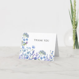 Wildflower Periwinkle Floral Wedding Photo Thank You Card | Zazzle