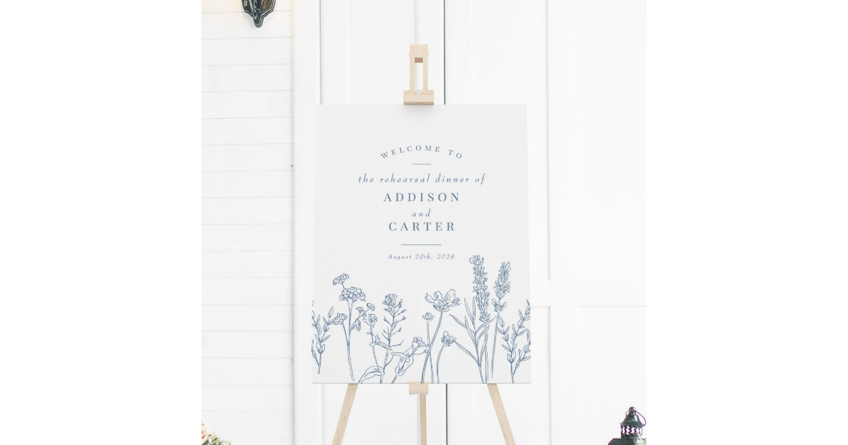 Wildflower Periwinkle Rehearsal Dinner Sign | Zazzle