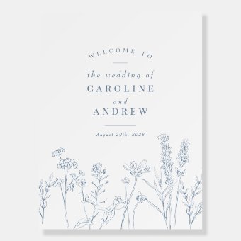 Wildflower Periwinkle Wedding Welcome Sign | Zazzle