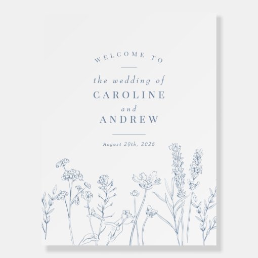 Wildflower Periwinkle Wedding Welcome Sign | Zazzle