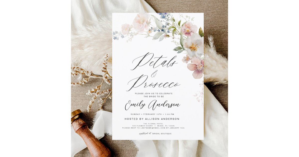 Wildflower Petals & Prosecco Bridal Shower | Zazzle