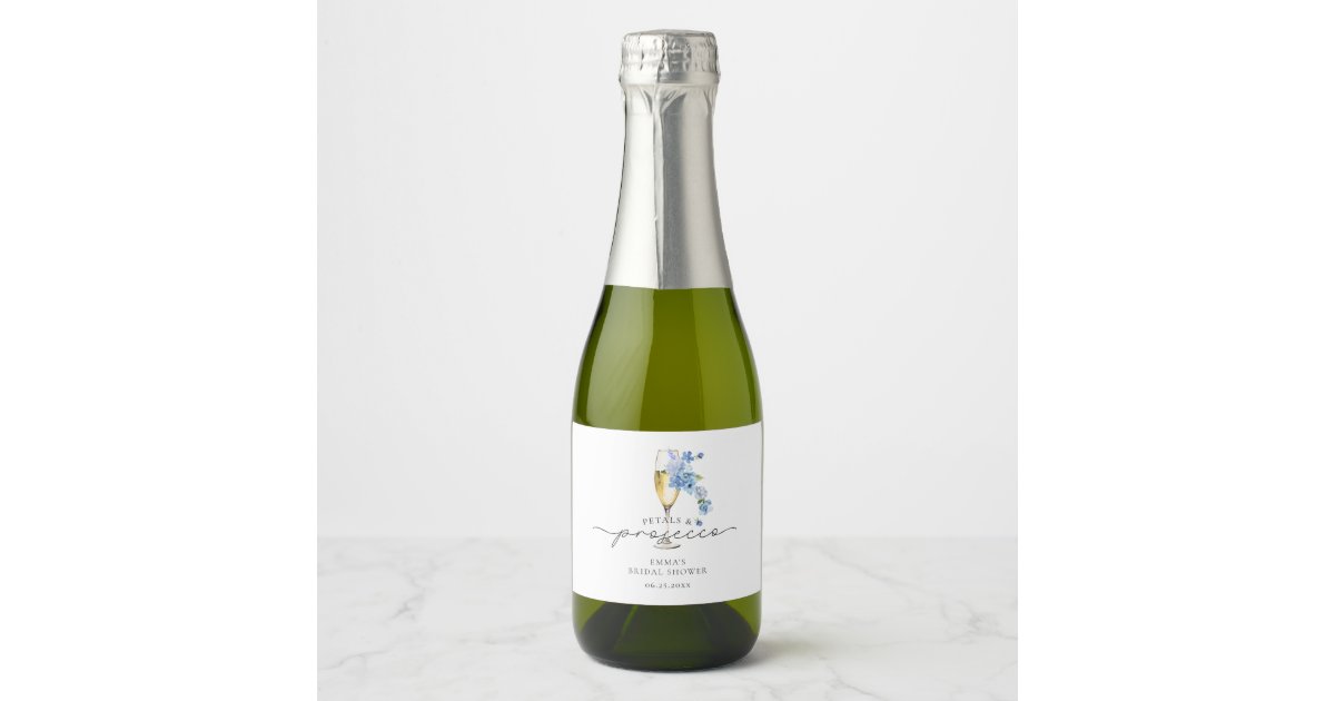Wildflower Petals & Prosecco Bridal Shower Favor Sparkling Wine Label ...