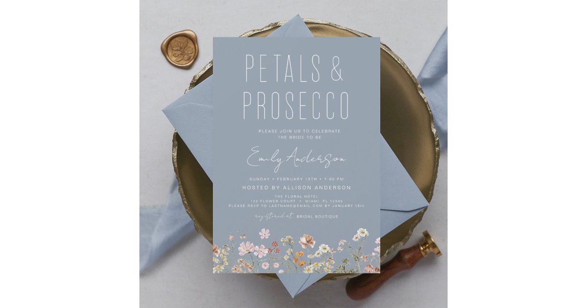 Wildflower Petals & Prosecco Invitation | Zazzle