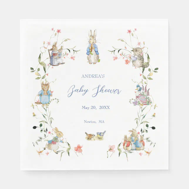 Wildflower Peter the Rabbit Paper Napkin | Zazzle