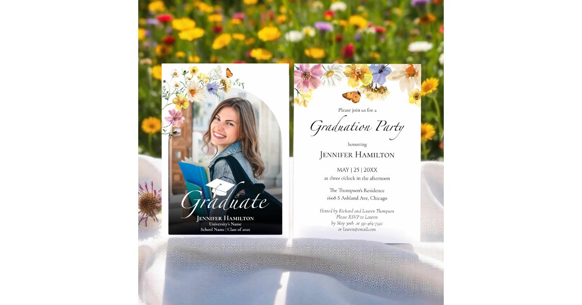 Wildflower Photo Graduation Party Enclosure Card | Zazzle