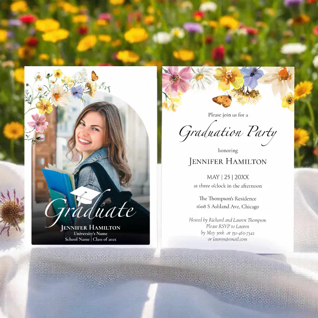 Wildflower Photo Graduation Party Enclosure Card | Zazzle
