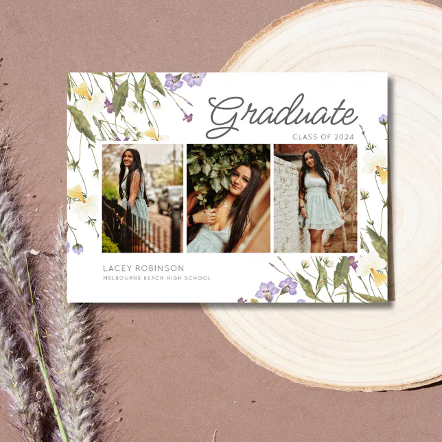 Wildflower Photo High School Graduation Party Invitation | Zazzle