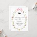 Wildflower Pink Bow Graduation Party Invitation | Zazzle