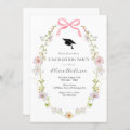 Wildflower Pink Bow Graduation Party Invitation | Zazzle