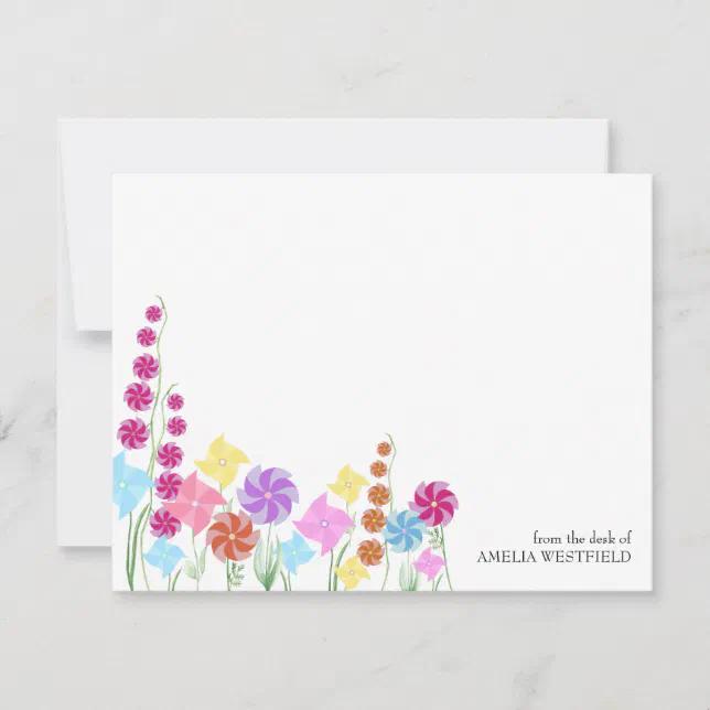 Wildflower Pinwheels Pretty Stylized Wild Flower Note Card | Zazzle