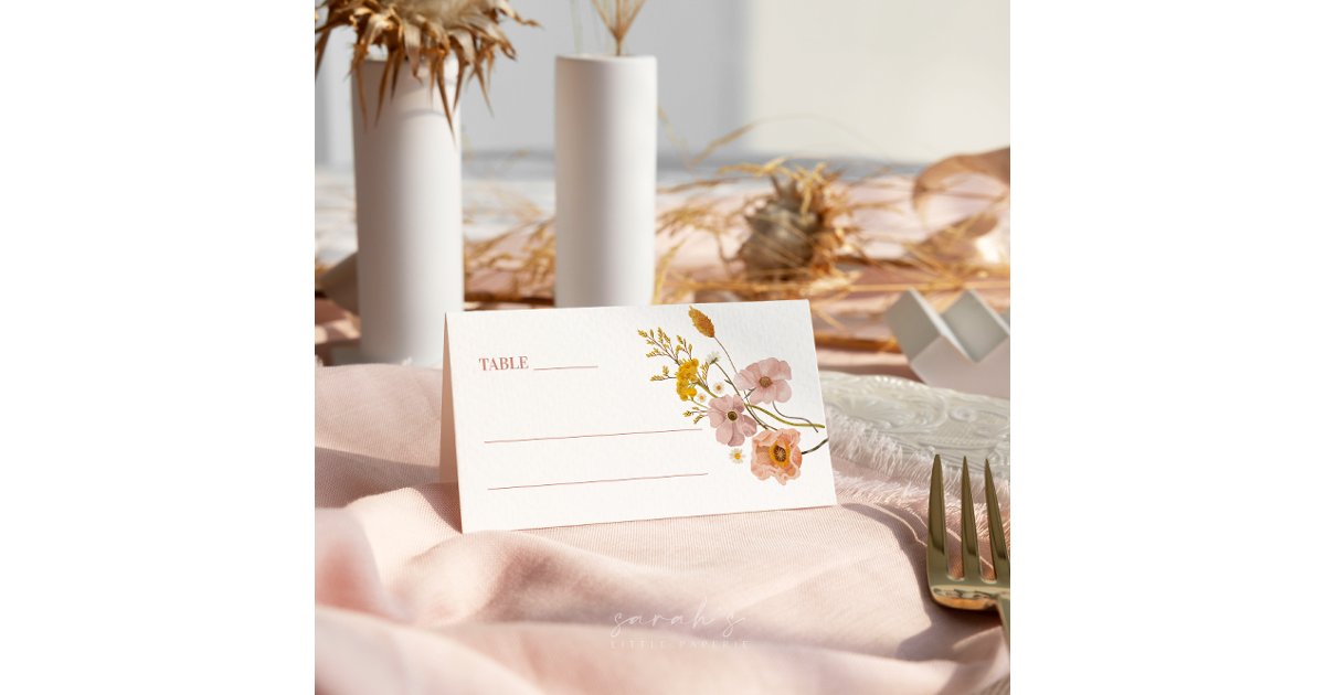 Wildflower Place Cards, Floral Place Cards | Zazzle