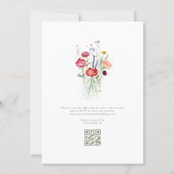 Wildflower Rustic Country Garden QR Code Wedding Invitation | Zazzle