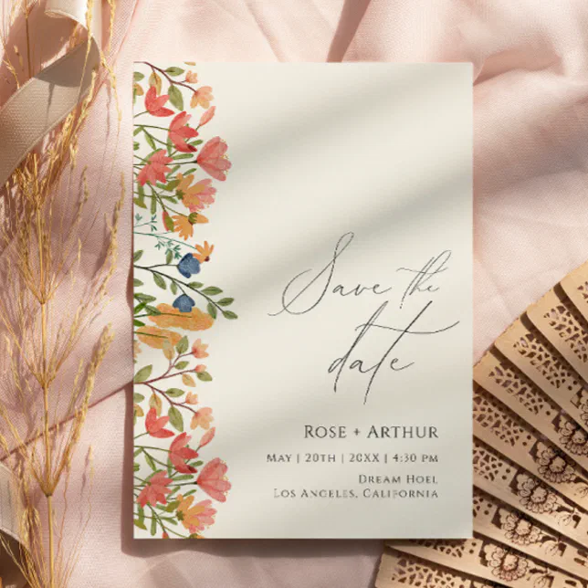 Wildflower Script Save The Date Invitation | Zazzle