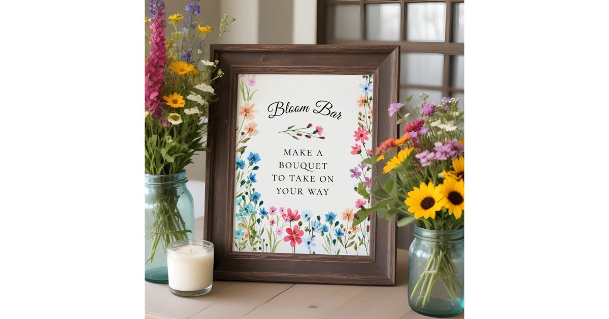 Wildflower Shower Flower Bar or Bloom Bar Sign | Zazzle