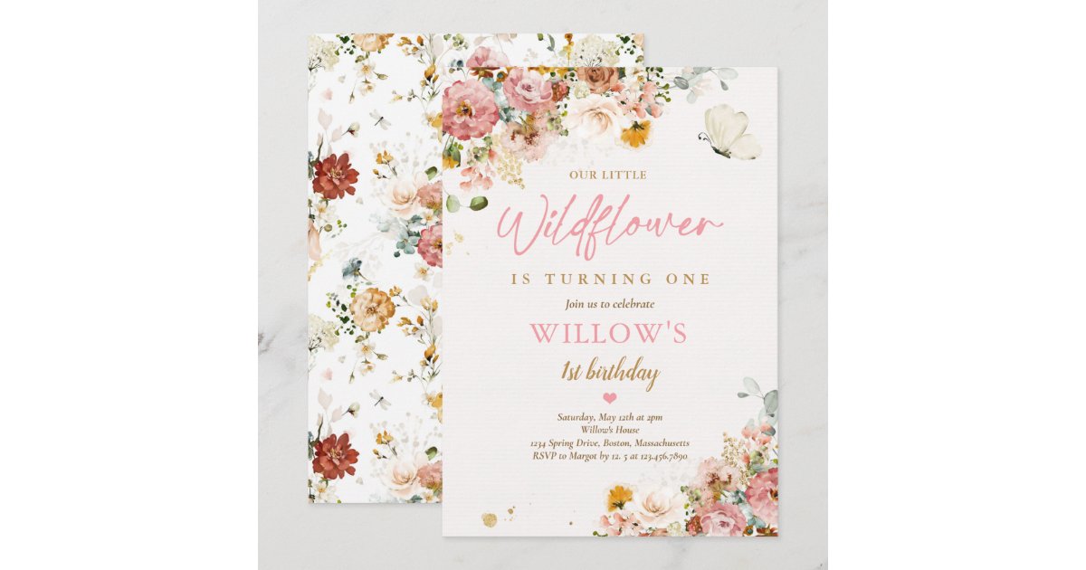 Wildflower Spring Meadow Garden Birthday Party Invitation | Zazzle