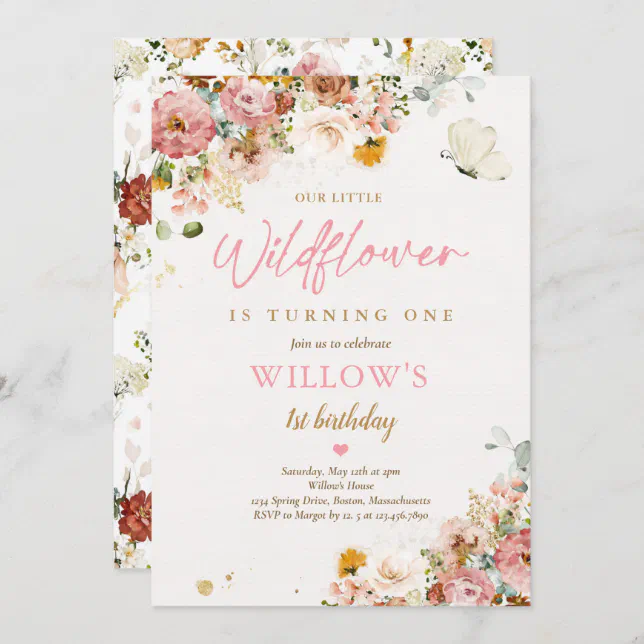 Wildflower Spring Meadow Garden Birthday Party Invitation | Zazzle