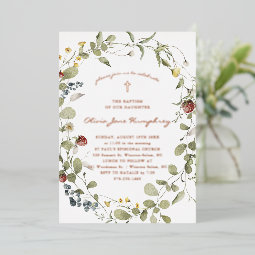 Wildflower Spring Summer Floral Baptism Foil Invitation | Zazzle