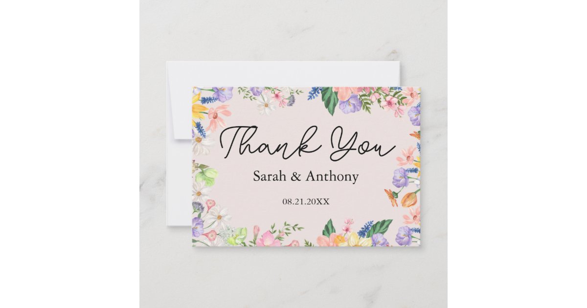 Wildflower Spring Thank You Card | Zazzle