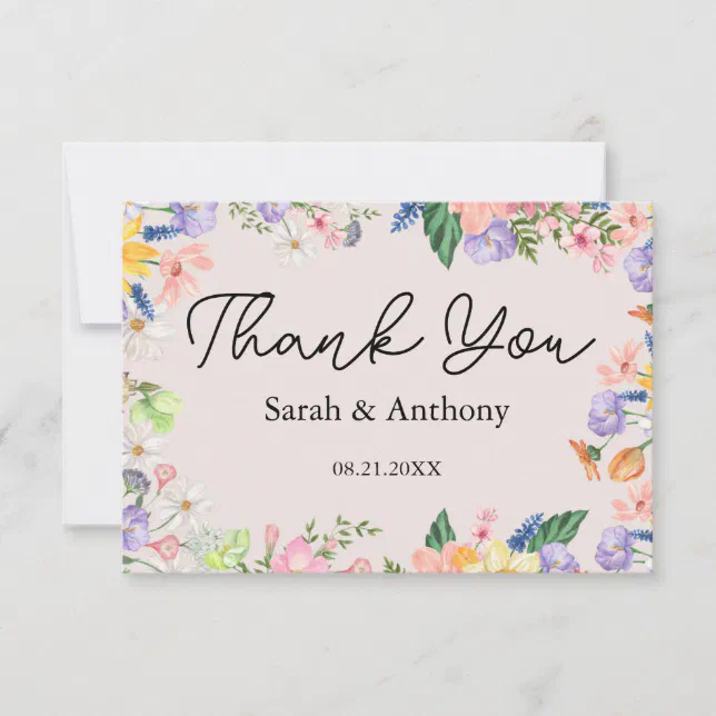 Wildflower Spring Thank You Card | Zazzle