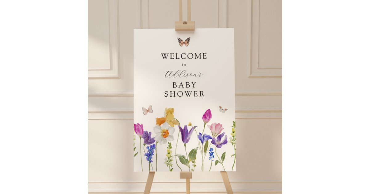 Wildflower Spring Time Baby Shower Welcome Sign | Zazzle