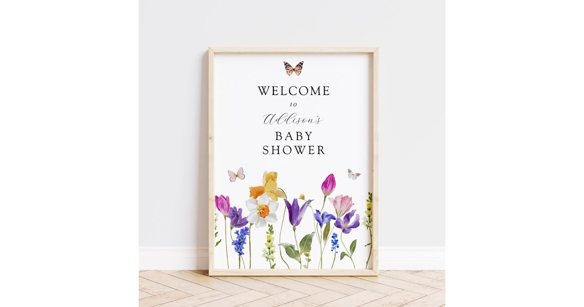 Wildflower Spring Time Baby Shower Welcome Sign | Zazzle