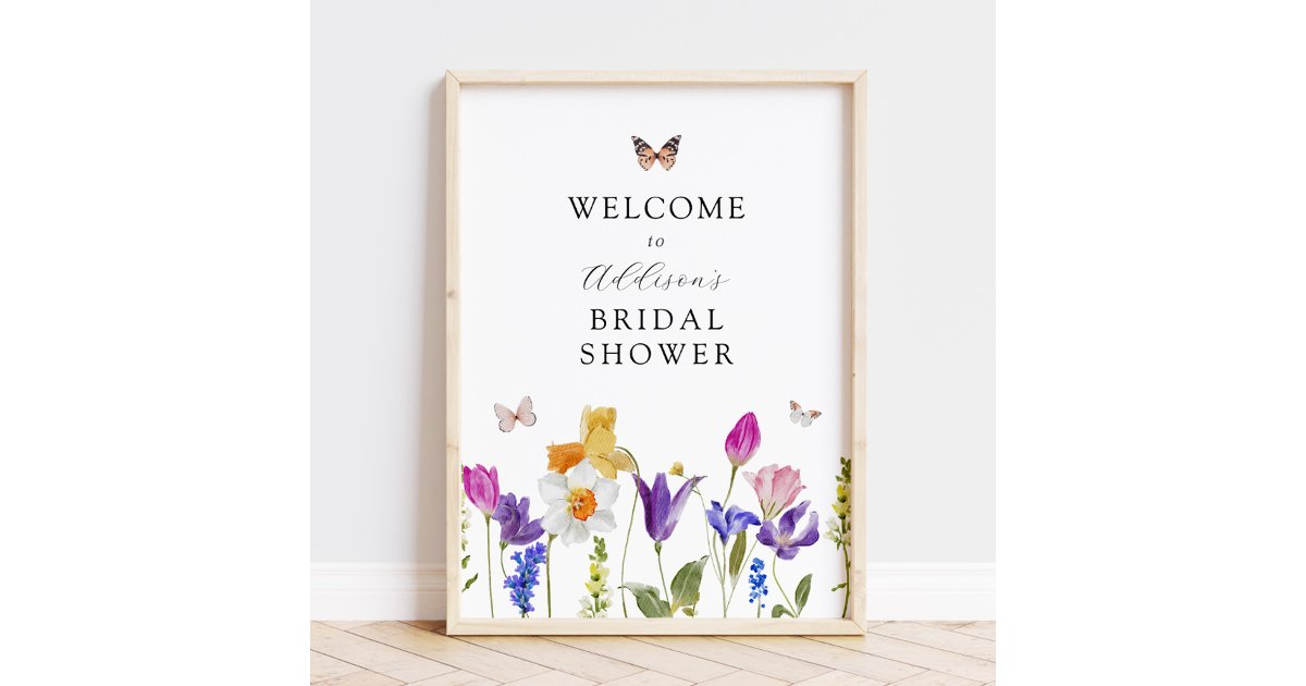 Wildflower Spring Time Bridal Shower Welcome Sign | Zazzle