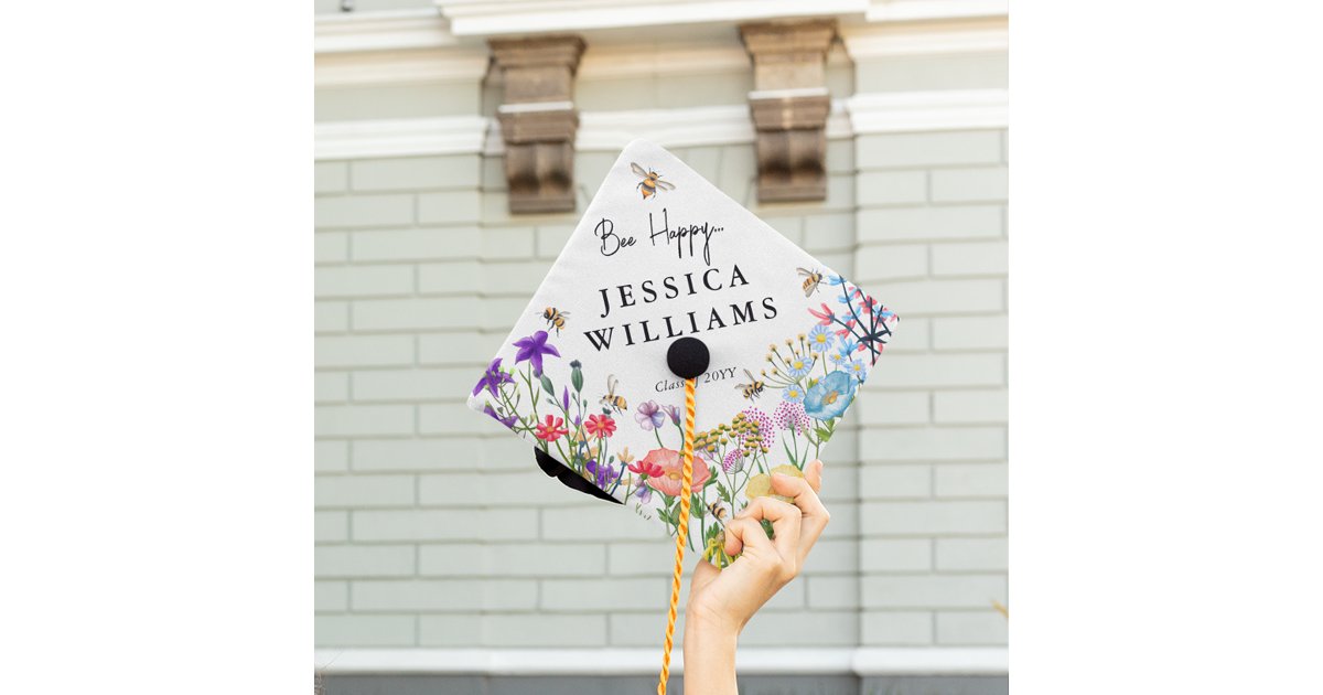 Wildflower Summer Garden & Bees Graduation Cap Top | Zazzle