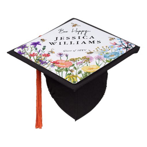 Wildflower Summer Garden & Bees Graduation Cap Top | Zazzle