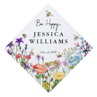 Wildflower Summer Garden & Bees Graduation Cap Top | Zazzle