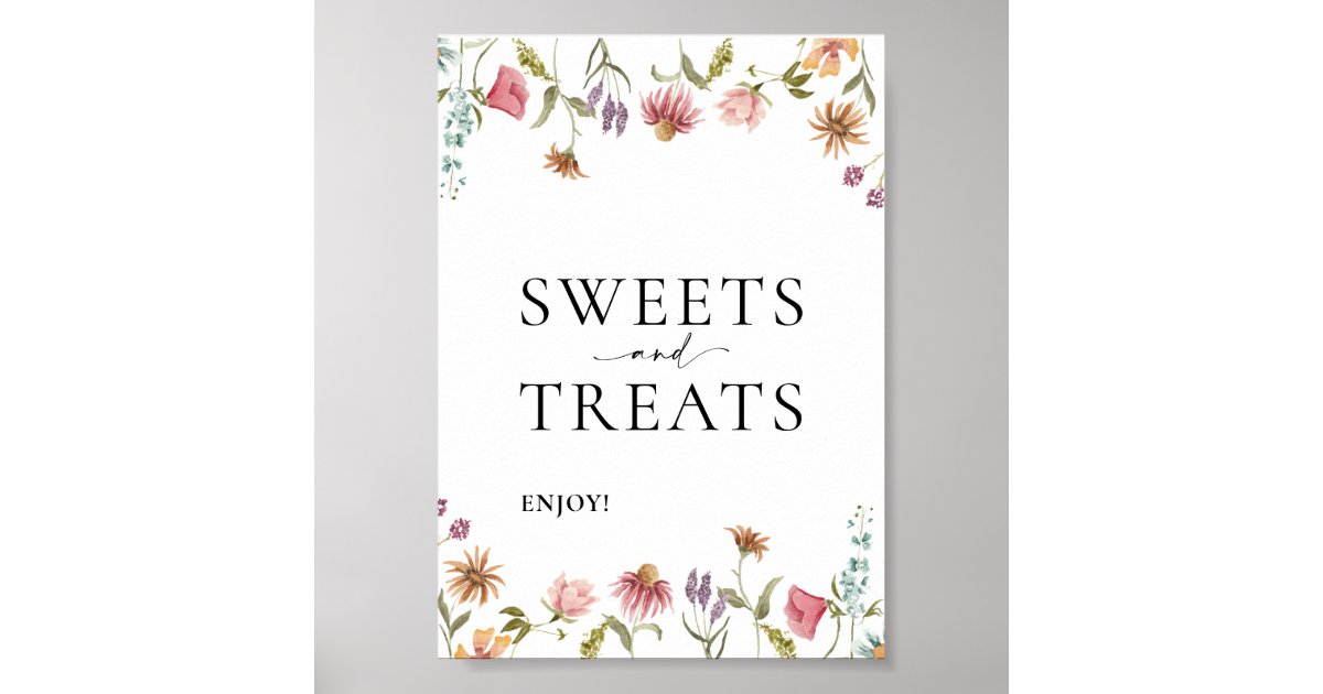 Wildflower Sweet and Treats Wedding Sign | Zazzle