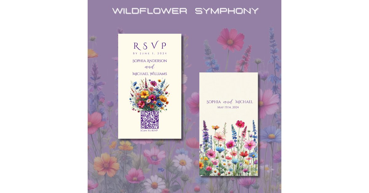 Wildflower Symphony-RSVP-QR code- Business Card | Zazzle